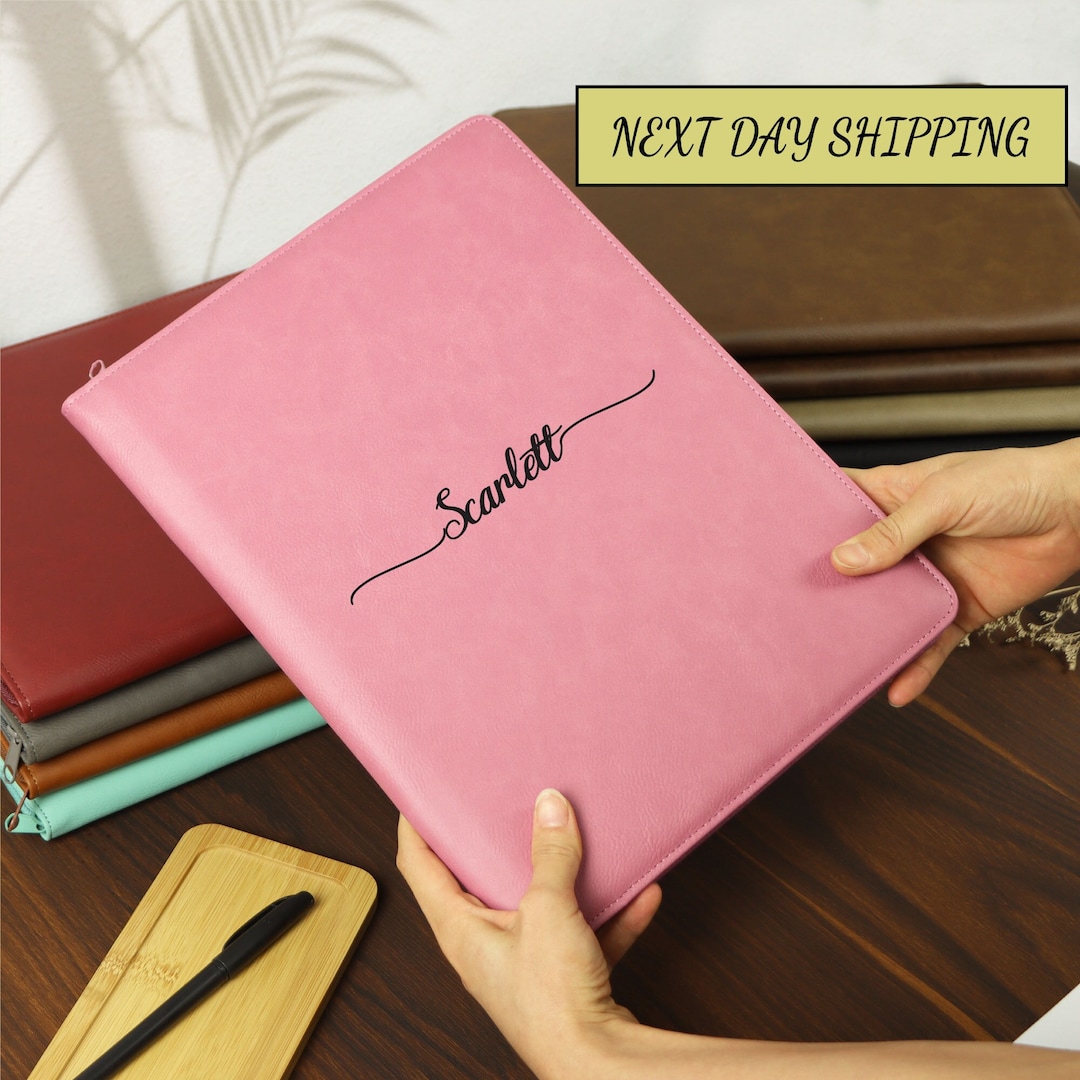 Personalized Refillable Portfolio, Custom Portfolio With Zipper, Custom ...