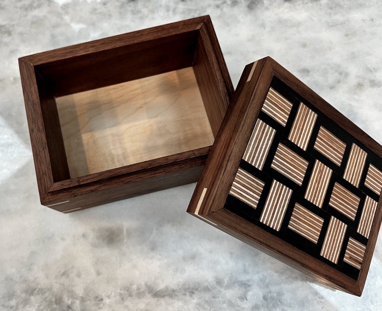 Beautiful Handmade Keepsake Box. Solid Walnut With Maple Highlights ...