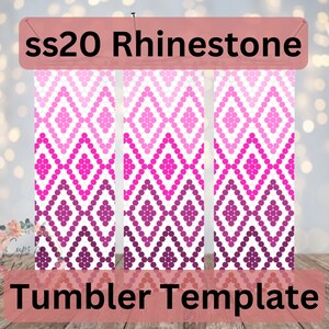 Pink Ombre Diamonds Rhinestone Tumbler Template, Ss20 Rhinestone ...