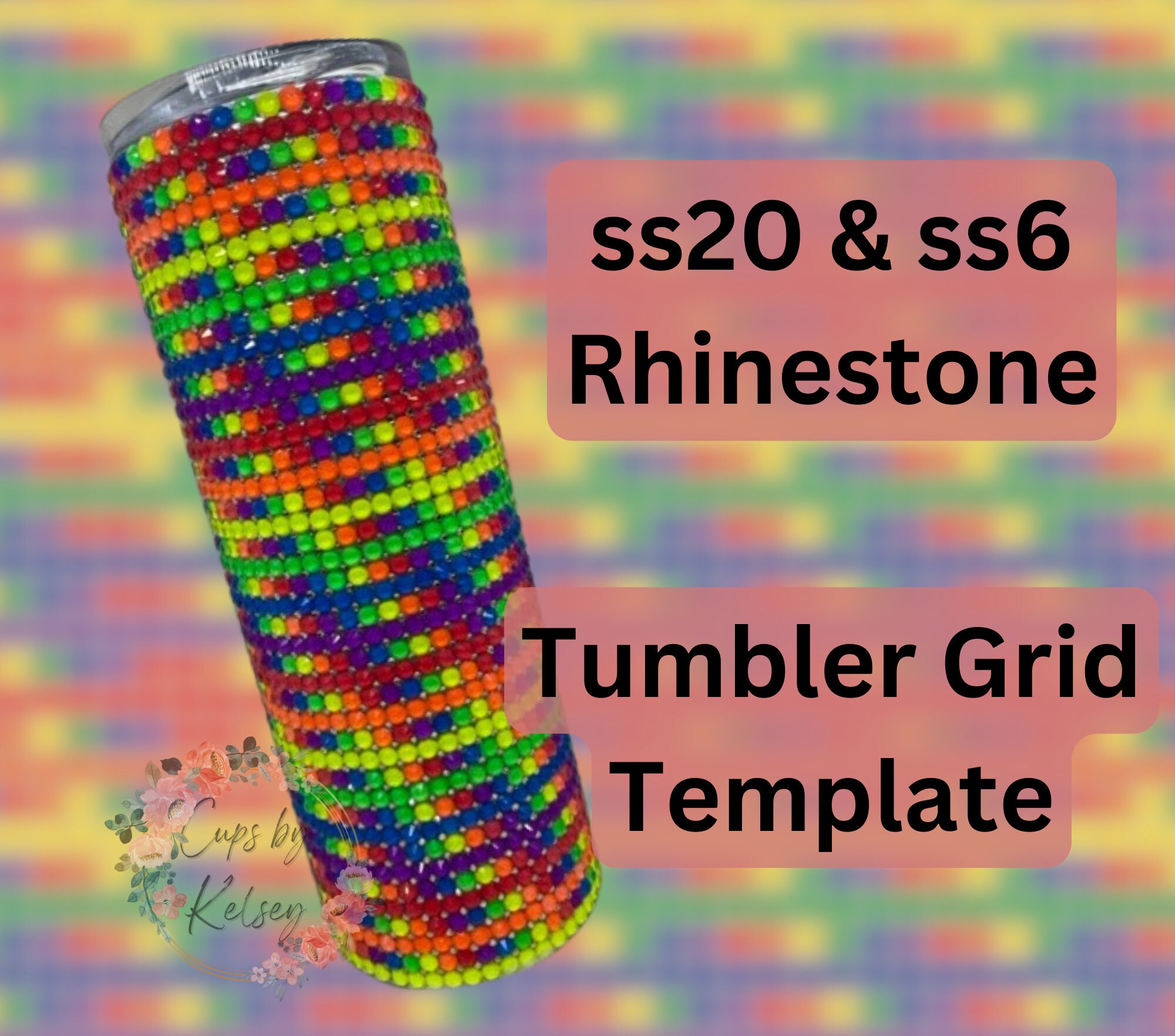 Rainbow Swirl Rhinestone Tumbler Template, Ss20 Rhinestone Template ...