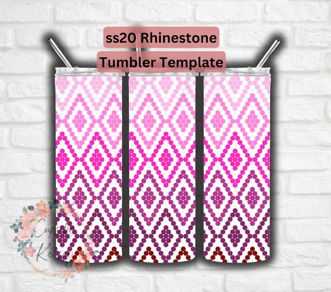 Pink Ombre Diamonds Rhinestone Tumbler Template, Ss20 Rhinestone ...