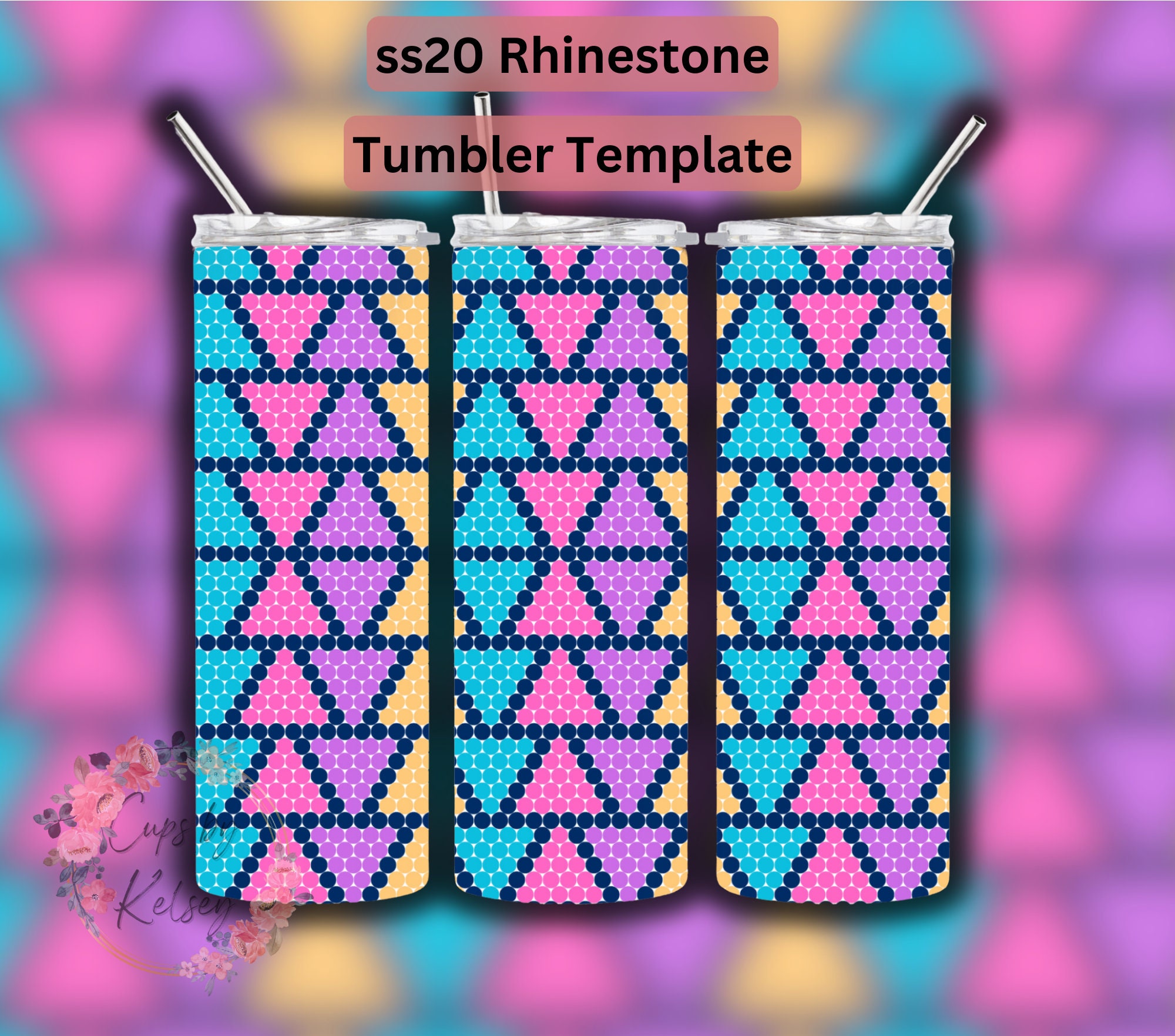Geometric Rhinestone Tumbler Template, Ss20 Rhinestone Template, 20oz ...