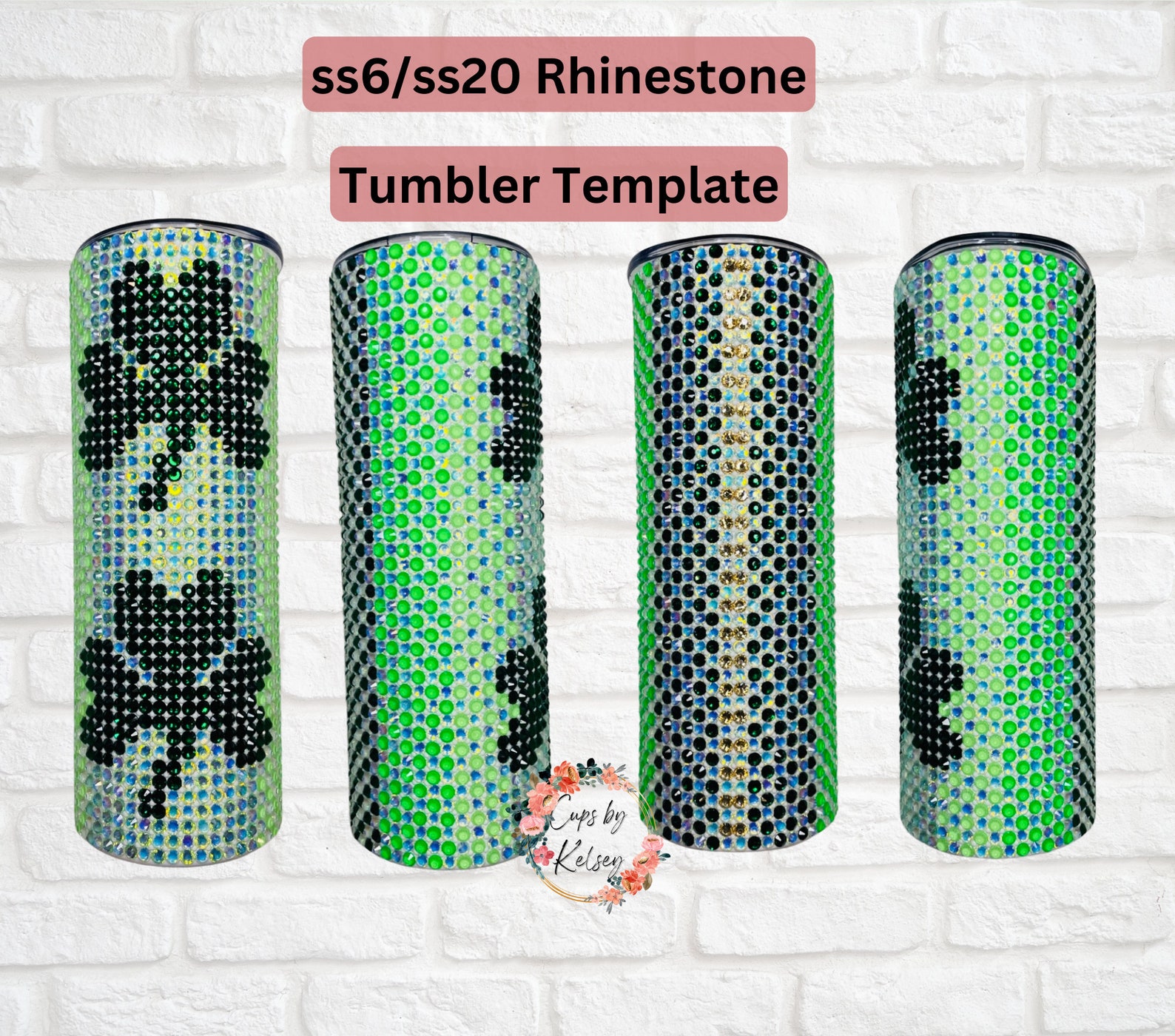 Shamrock Rhinestone Tumbler Template, Ss20 Rhinestone Template, Ss6 ...