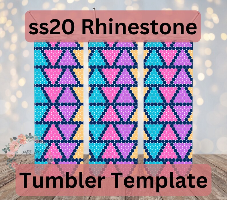 Geometric Rhinestone Tumbler Template, Ss20 Rhinestone Template, 20oz ...