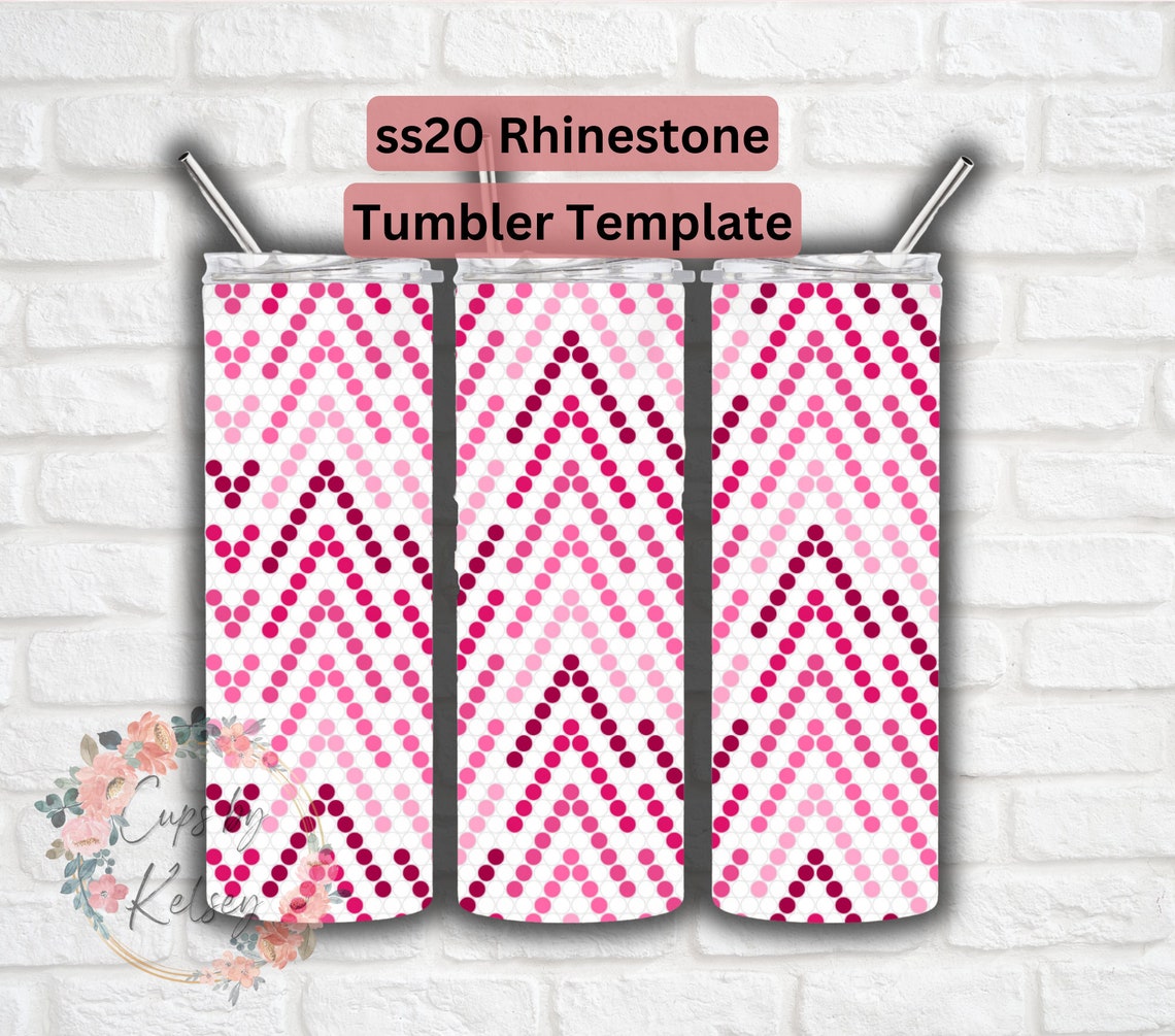 Pink Ombre Rhinestone Tumbler Template, Ss20 Rhinestone Template, 20oz ...