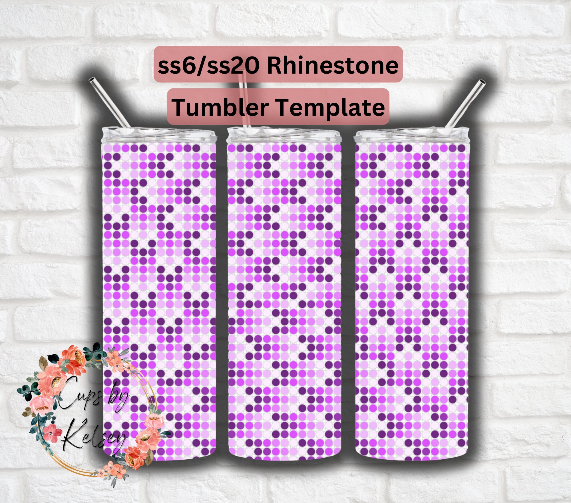 Purple Rhinestone Tumbler Template, Ss20 Rhinestone Template, Ss6 ...