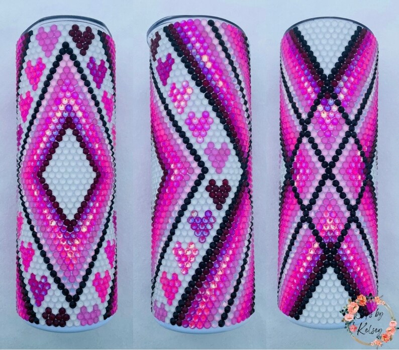 Rhinestone Tumbler Template, Hearts, Ss20 Rhinestone Template, 20oz ...