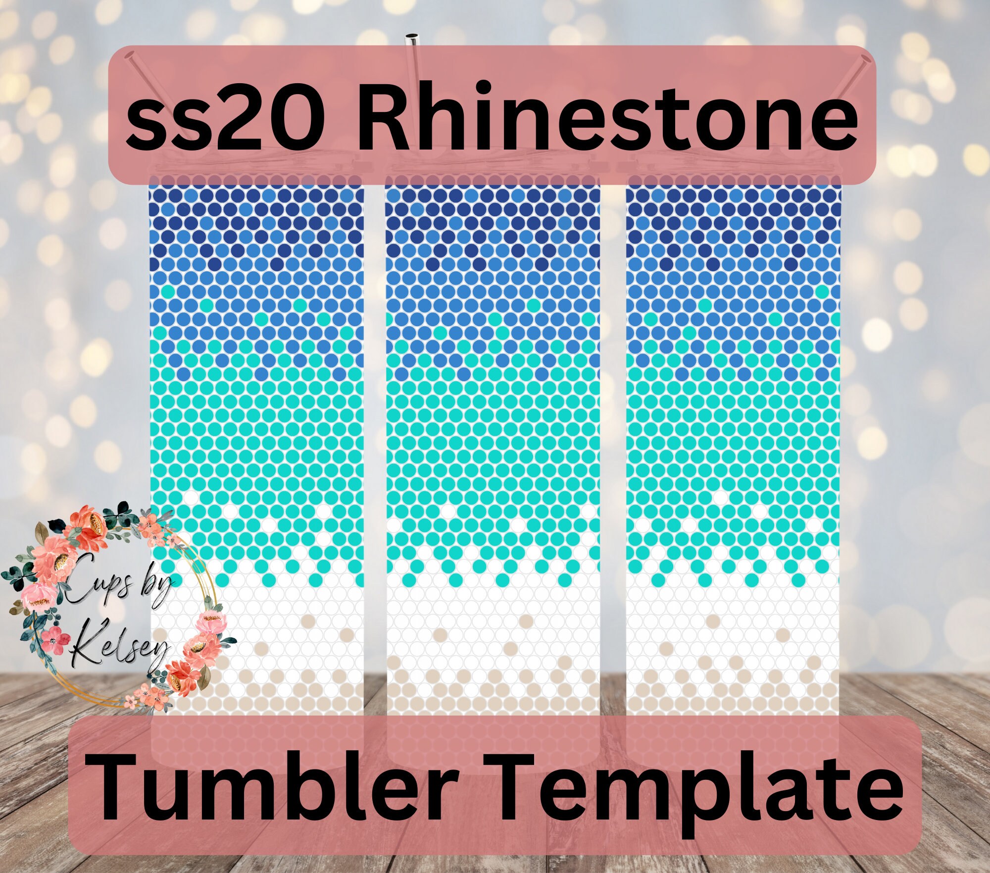 Rhinestone Tumbler Template, Beach, Ss20 Rhinestone Template, 20oz ...
