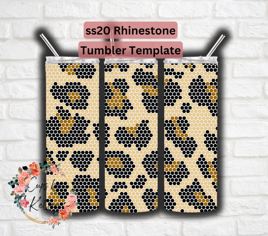 Rhinestone Tumbler Template, Leopard, Ss20 Rhinestone Template, 20oz ...