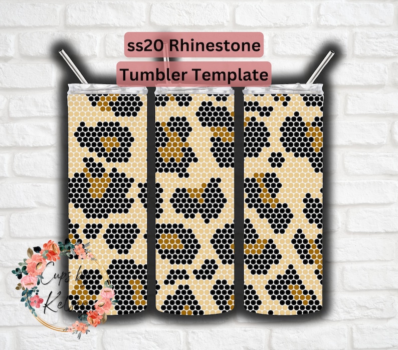 Rhinestone Tumbler Template, Leopard, Ss20 Rhinestone Template, 20oz ...
