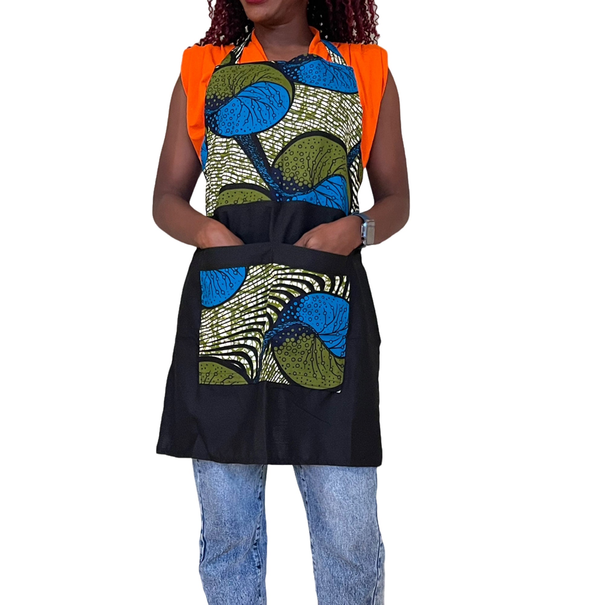 Apron,african Print Apron With Pockets, African Print Apron , Kitchen ...