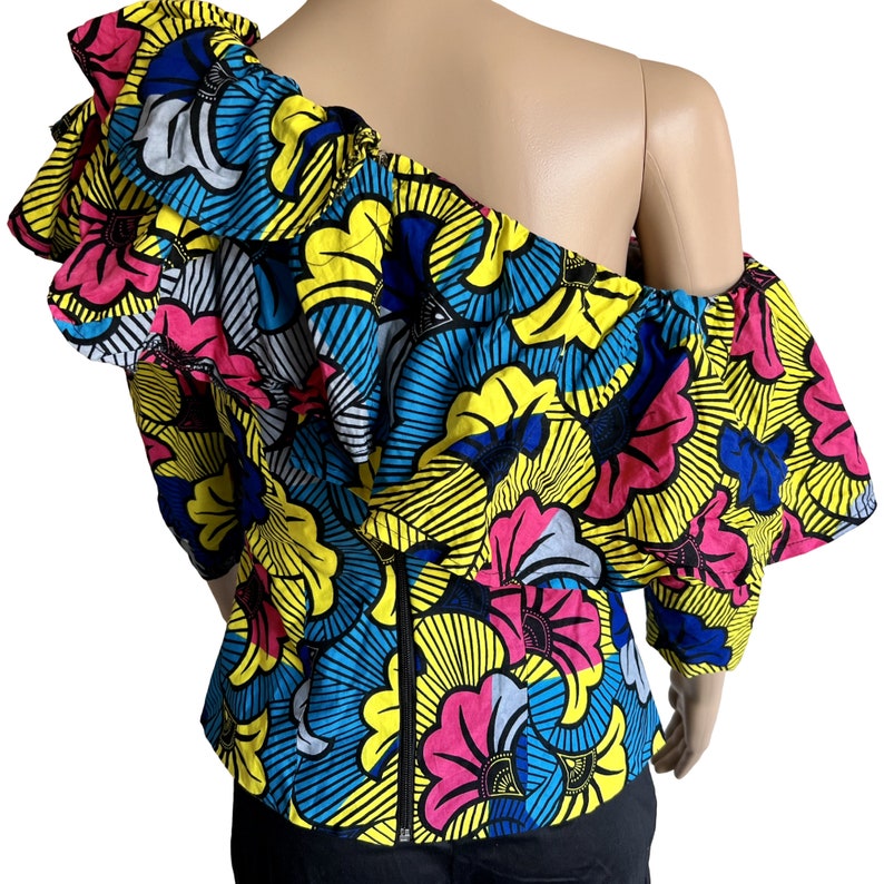 One Shoulder 3/4 Sleeve Top, African Print Top , Afrocentric Top ...