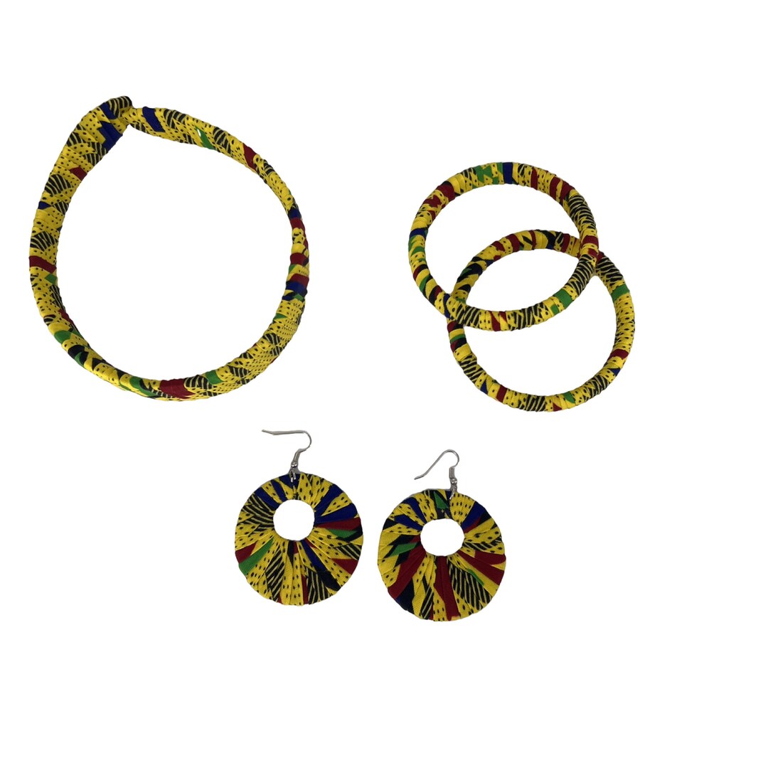 African Print Headband & Earrings Set, 4pcs Set Accessories, African ...
