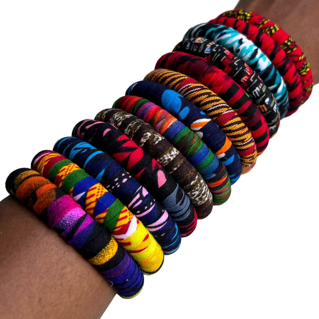 Handmade Ankara Fabric Bracelet: African Print Bangle, Afrocentric ...
