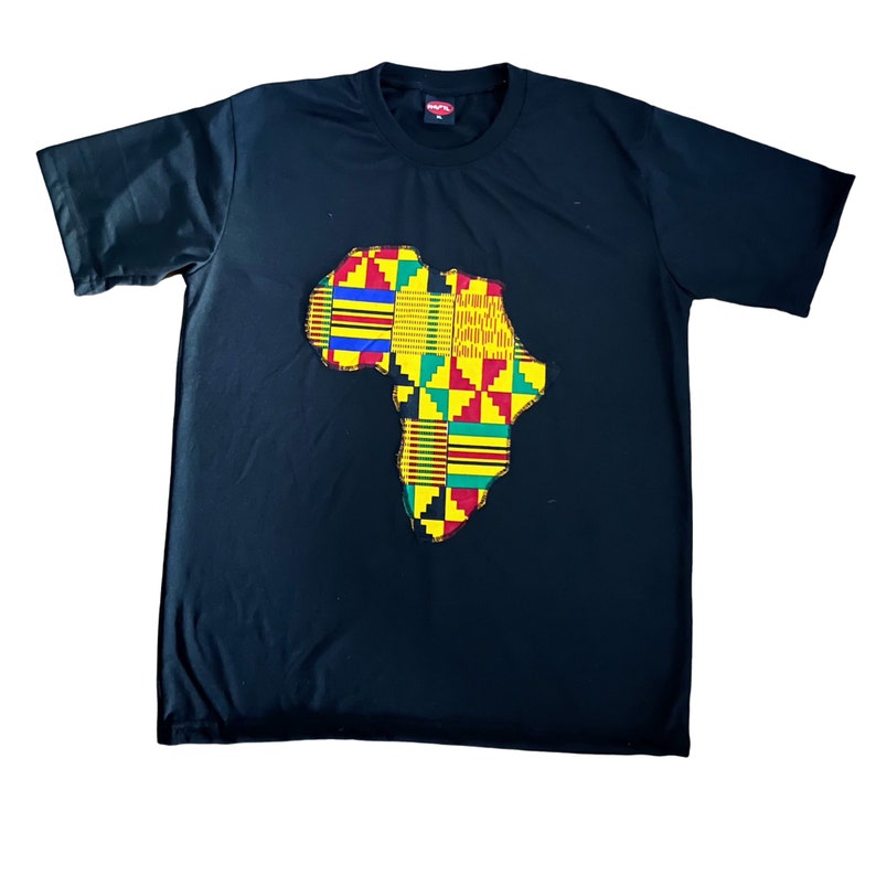 African Print T-shirt: Embroidered Map of Africa, Unisex Cotton Tee - Etsy
