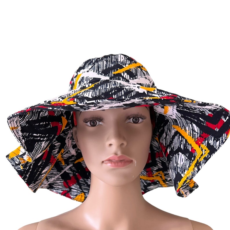 Handmade African Print Wide Brim Bucket Hat: Ankara Kente Cotton Sun ...