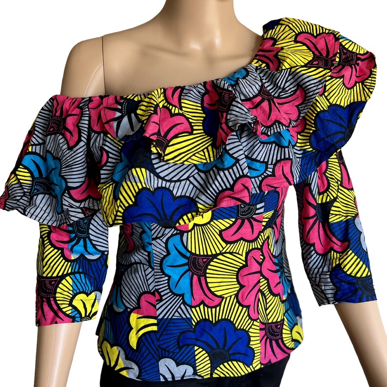 One Shoulder 3/4 Sleeve Top, African Print Top , Afrocentric Top ...