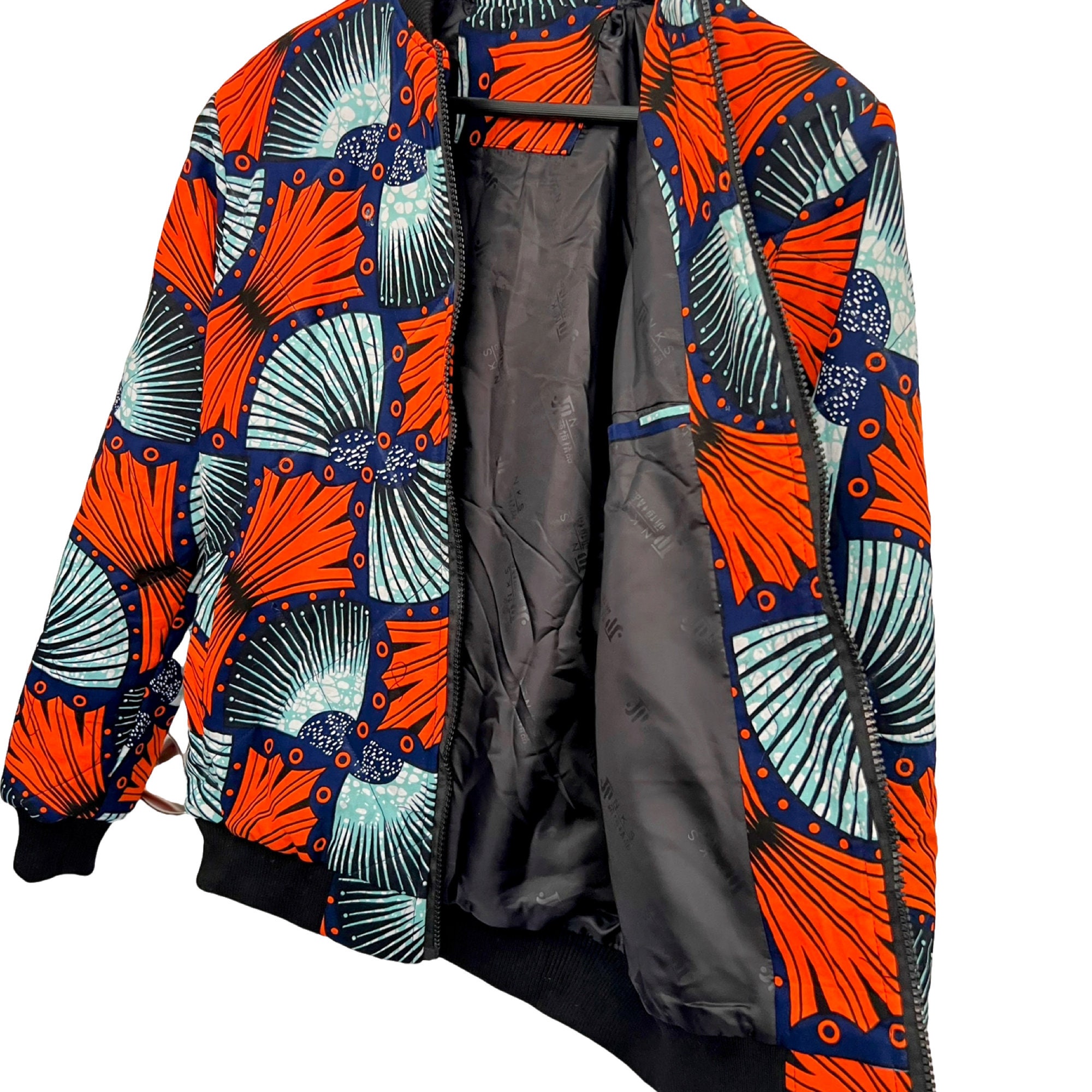 African Print Bomber Jacket With a Front Zip and Pockets, Unisex Ankara ...