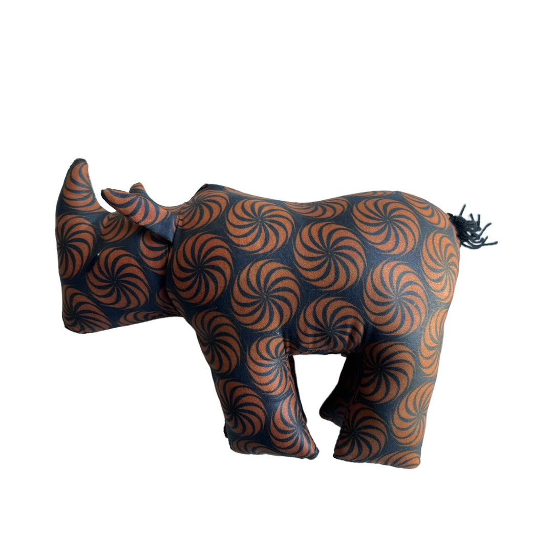 Stuffed Animal Rhino , African Print , Plushie, African Rhino ...