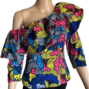 One Shoulder 3/4 Sleeve Top, African Print Top , Afrocentric Top ...