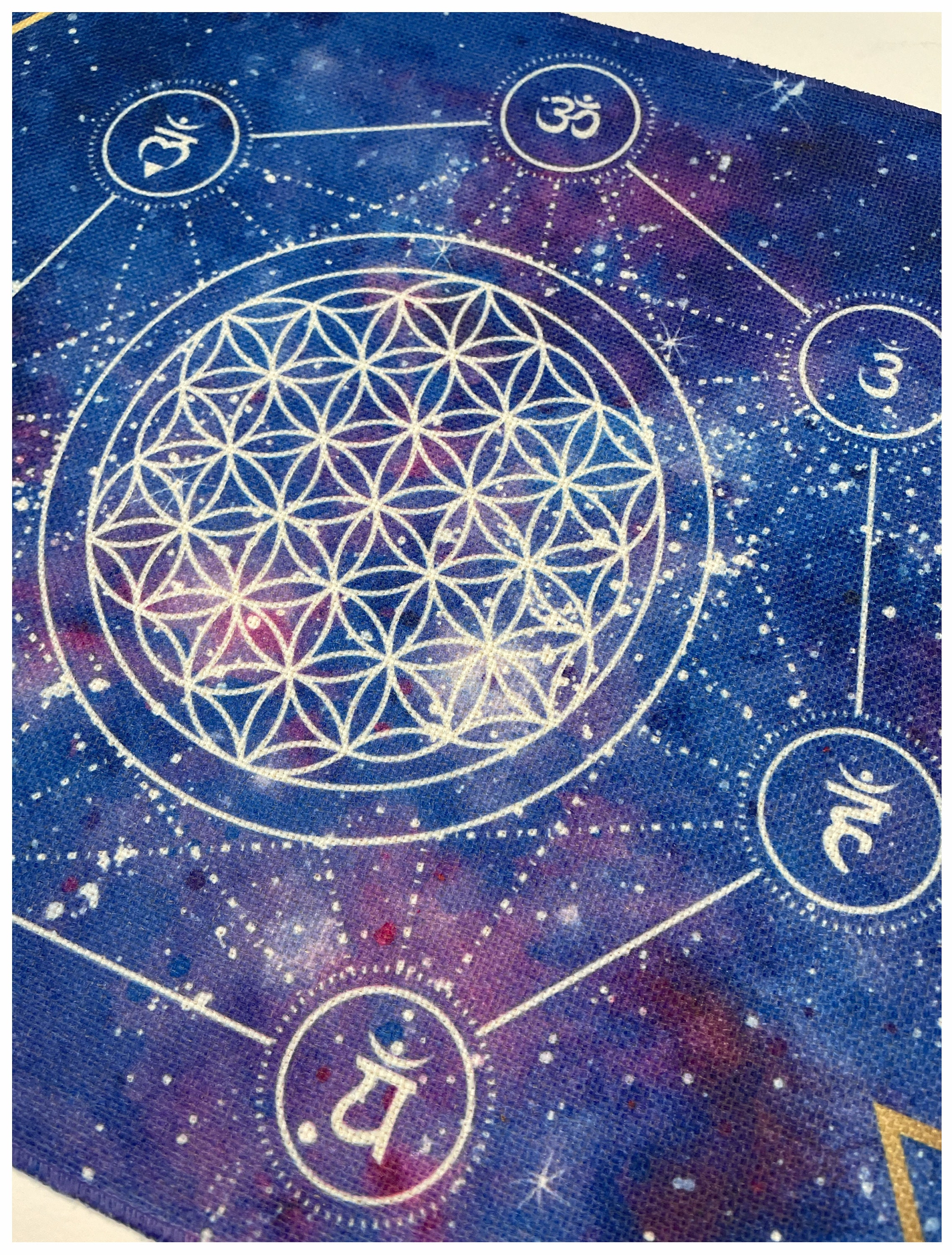 Crystal Grid Mat - Altar Fabric Cover, Portable, Sacred Geometry, Milky ...