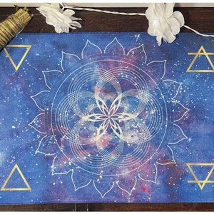 Crystal Grid Mat - Altar Fabric Cover, Portable, Sacred Geometry, Milky ...