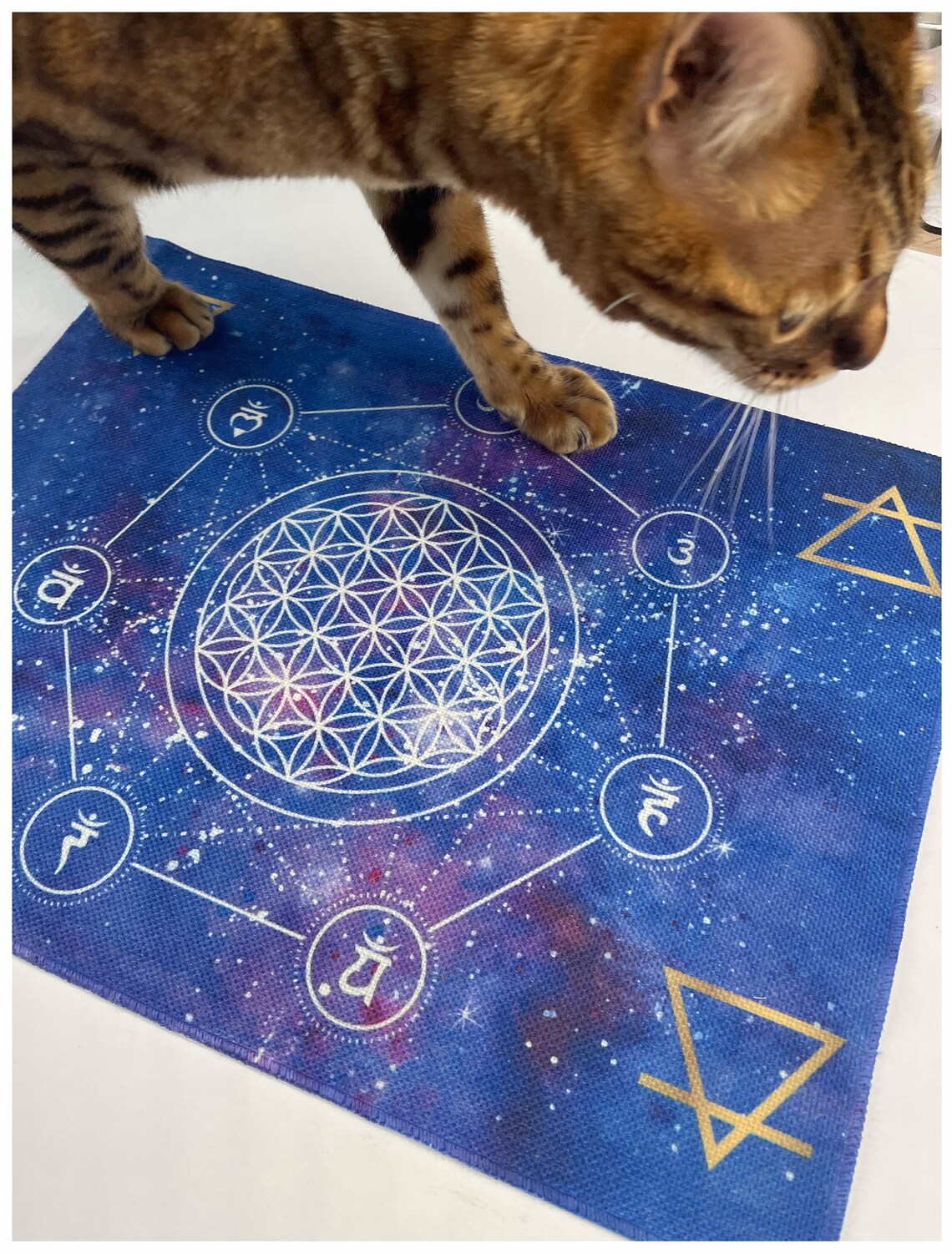 Crystal Grid Mat - Altar Fabric Cover, Portable, Sacred Geometry, Milky ...
