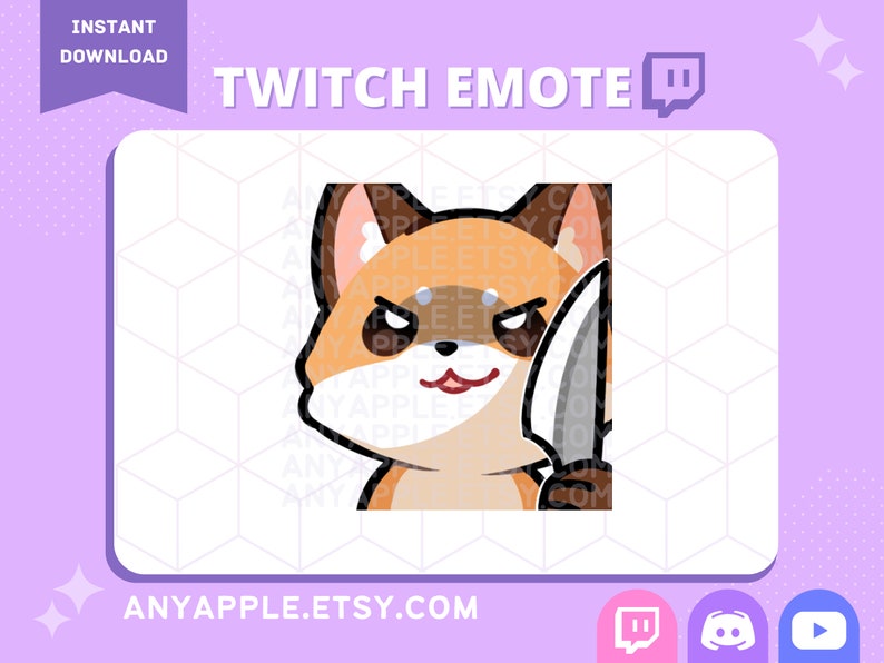 Cute Fox Twitch Emote for Streamer Discord Emote Knife - Etsy