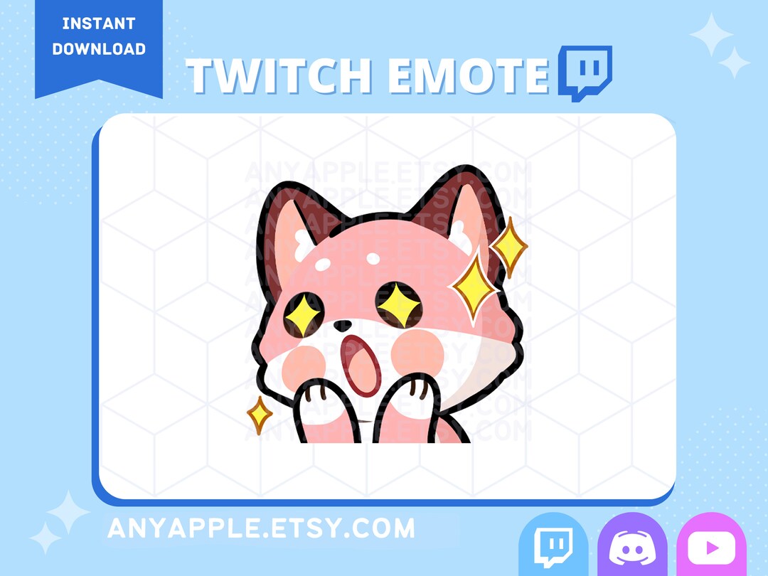 Pink Fox Twitch Emote for Streamer | Discord Emote | WOW, Gasp, Shock ...