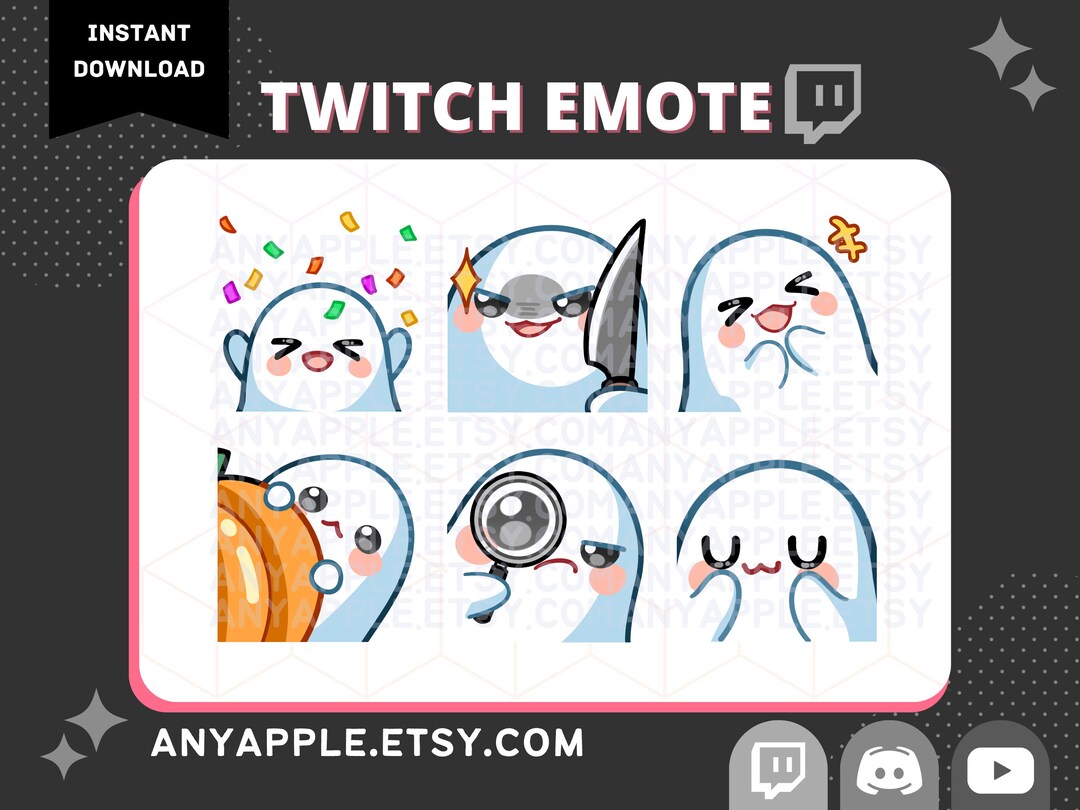 Cute Ghost Twitch Emotes for Streamer Pack 2 | Discord Emote | Kawaii ...