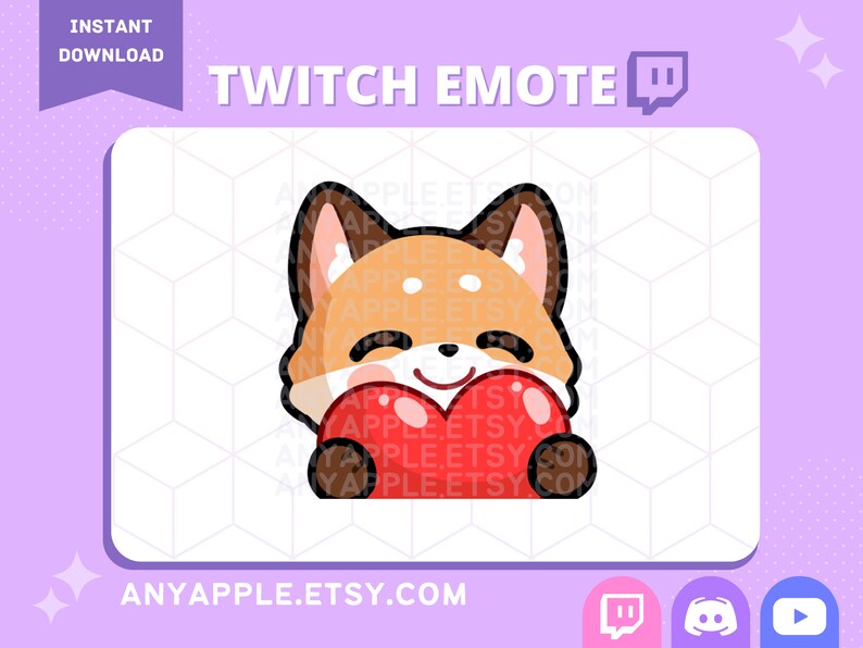 Cute Fox Twitch Emote for Streamer Discord Emote Heart, Love, Hug ...