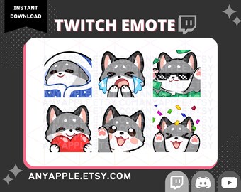Cute Grey Wolf Twitch Emote for Streamer Discord Emote What, Wut ...