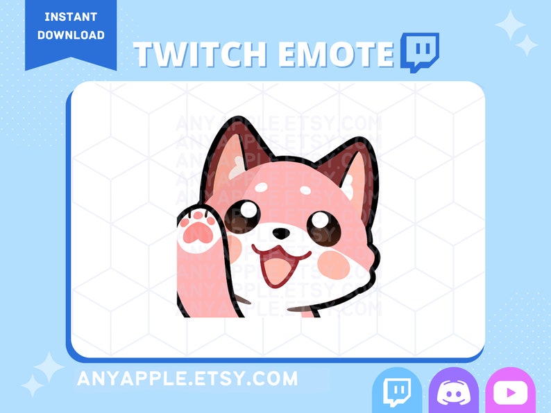 Pink Fox Twitch Emote for Streamer Discord Emote Wave, Hi, Hello, Bye ...