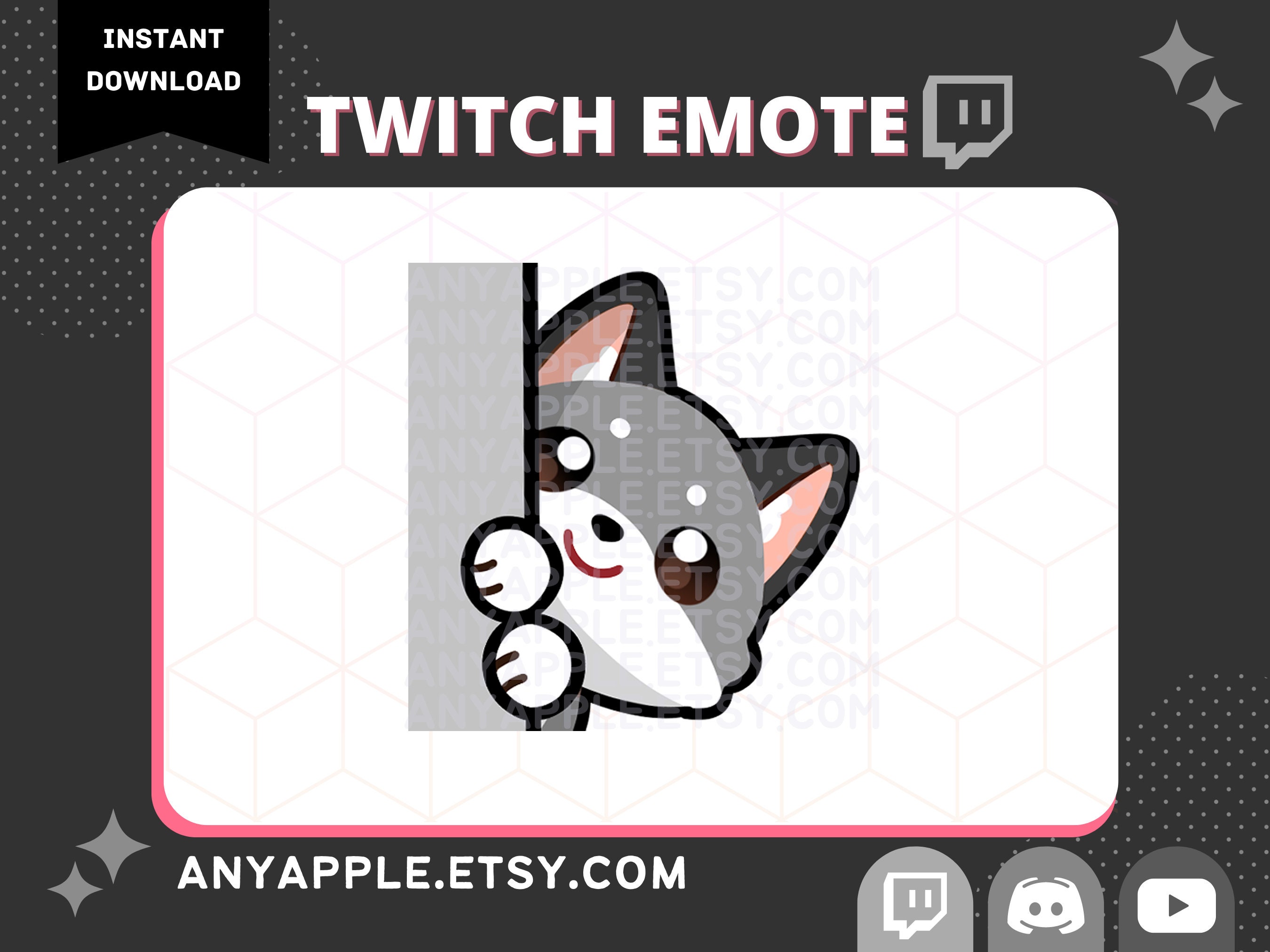Cute Grey Wolf Twitch Emote for Streamer Discord Emote Lurk, Hide, Shy ...