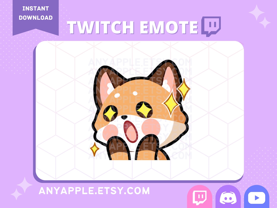 Leuke Fox Twitch-emote voor Streamer Discord-emote WOW, snik, schok ...