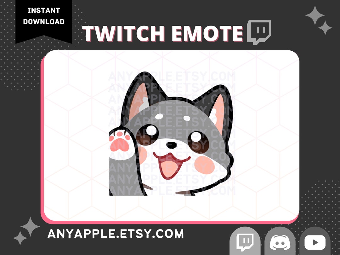 Cute Grey Wolf Twitch Emote for Streamer | Discord Emote | Wave, Hi ...
