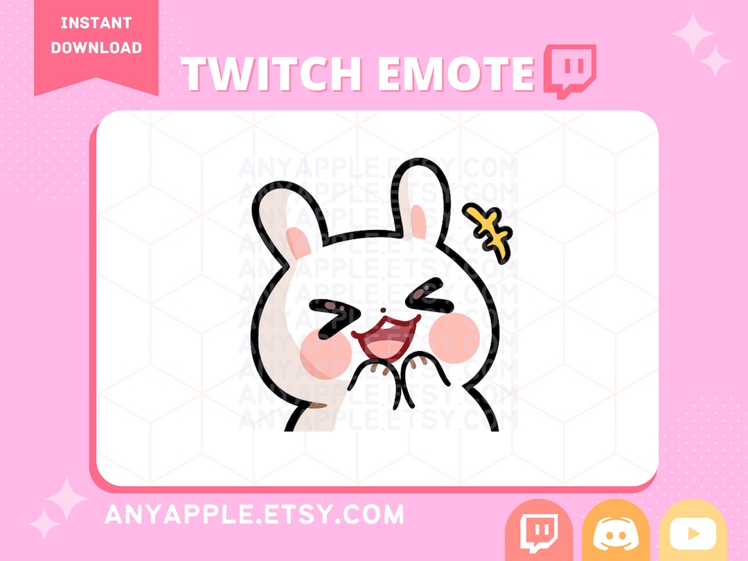 Cute White Bunny Twitch Emote for Streamer | Discord Emote | Lol, Lul ...