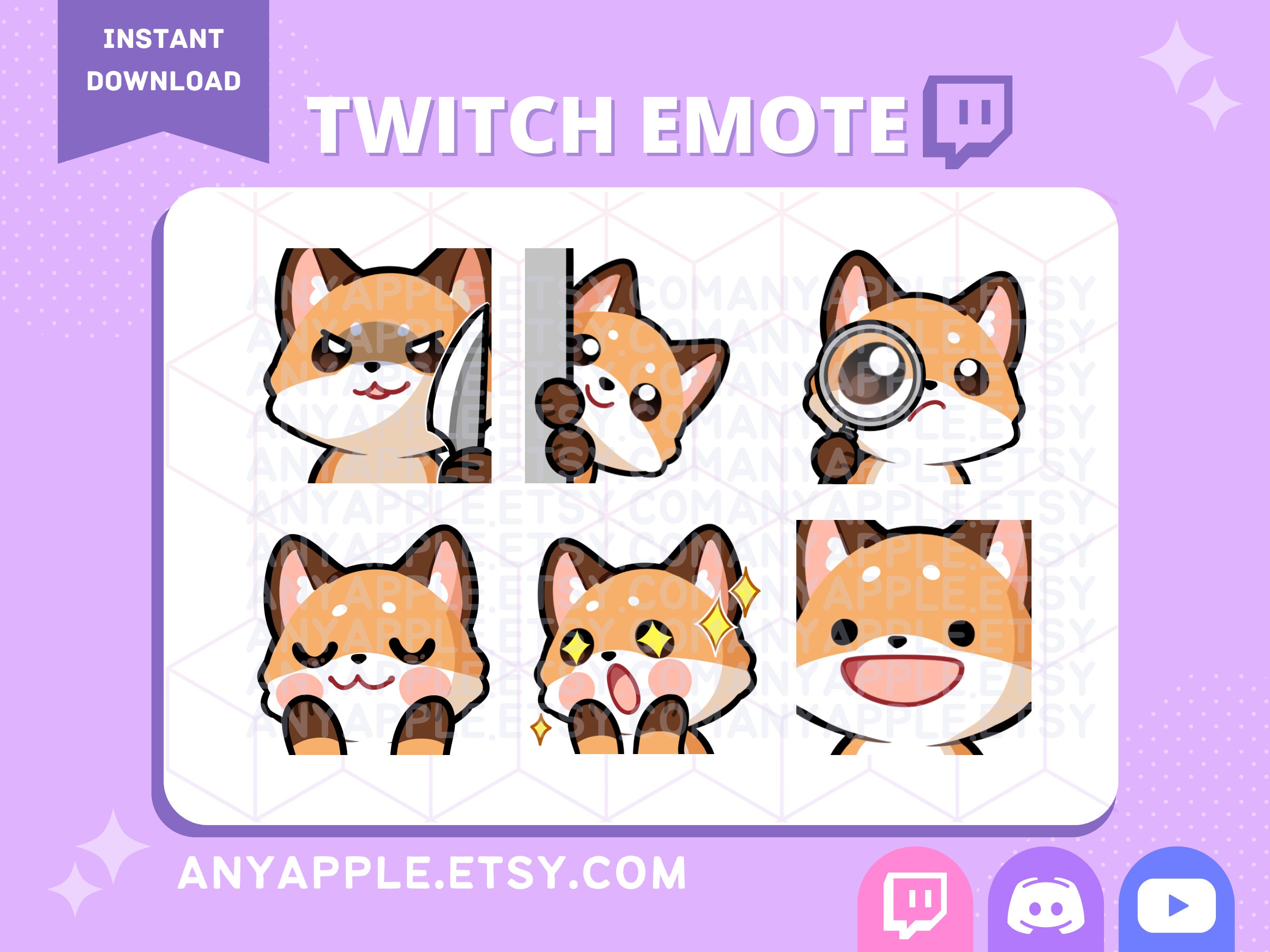 Cute Fox Twitch Emotes For Streamer Pack 2 Discord Emote Kawaii Kitsune