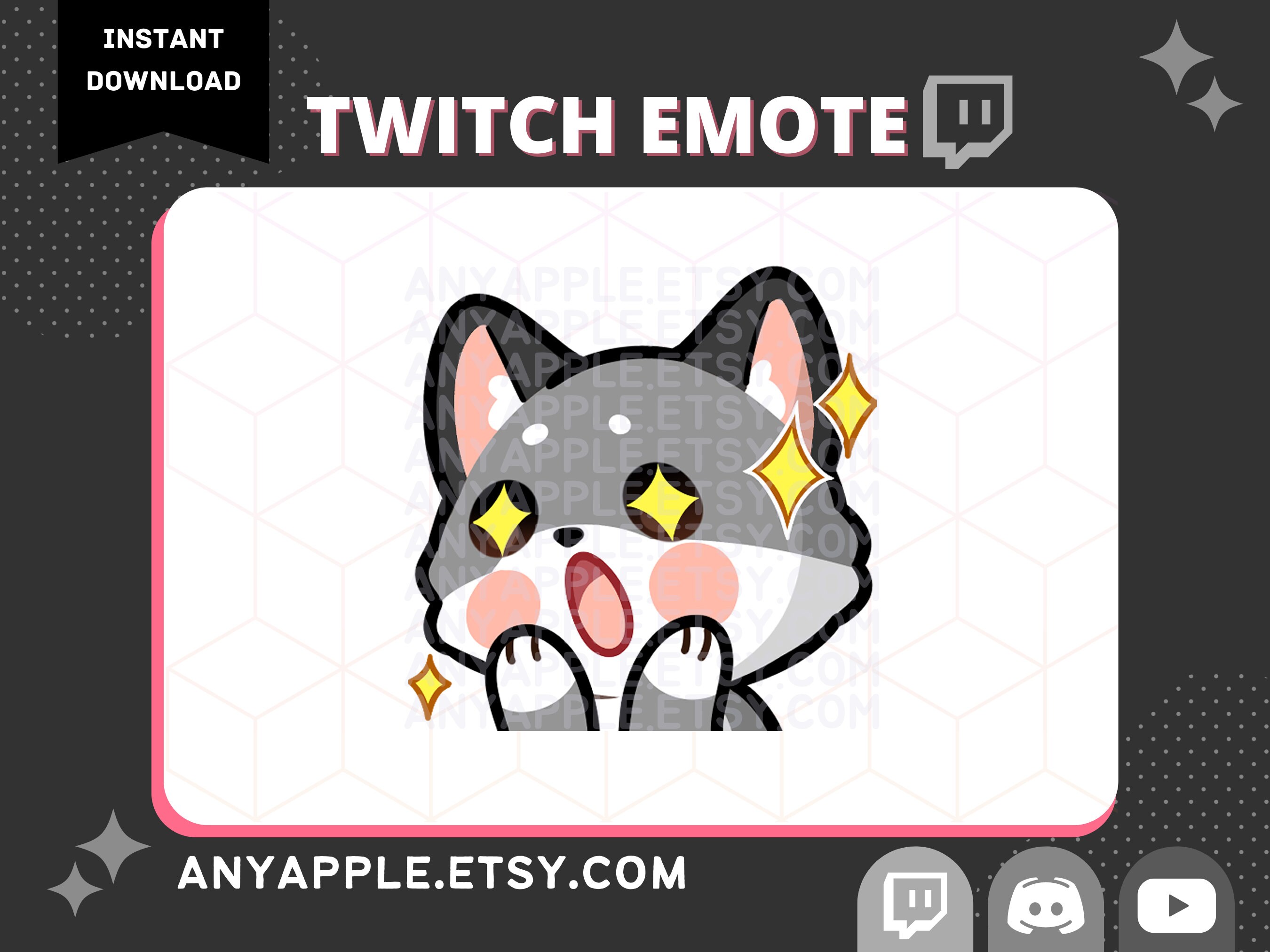 Cute Grey Wolf Twitch Emote for Streamer Discord Emote WOW, Gasp, Shock ...