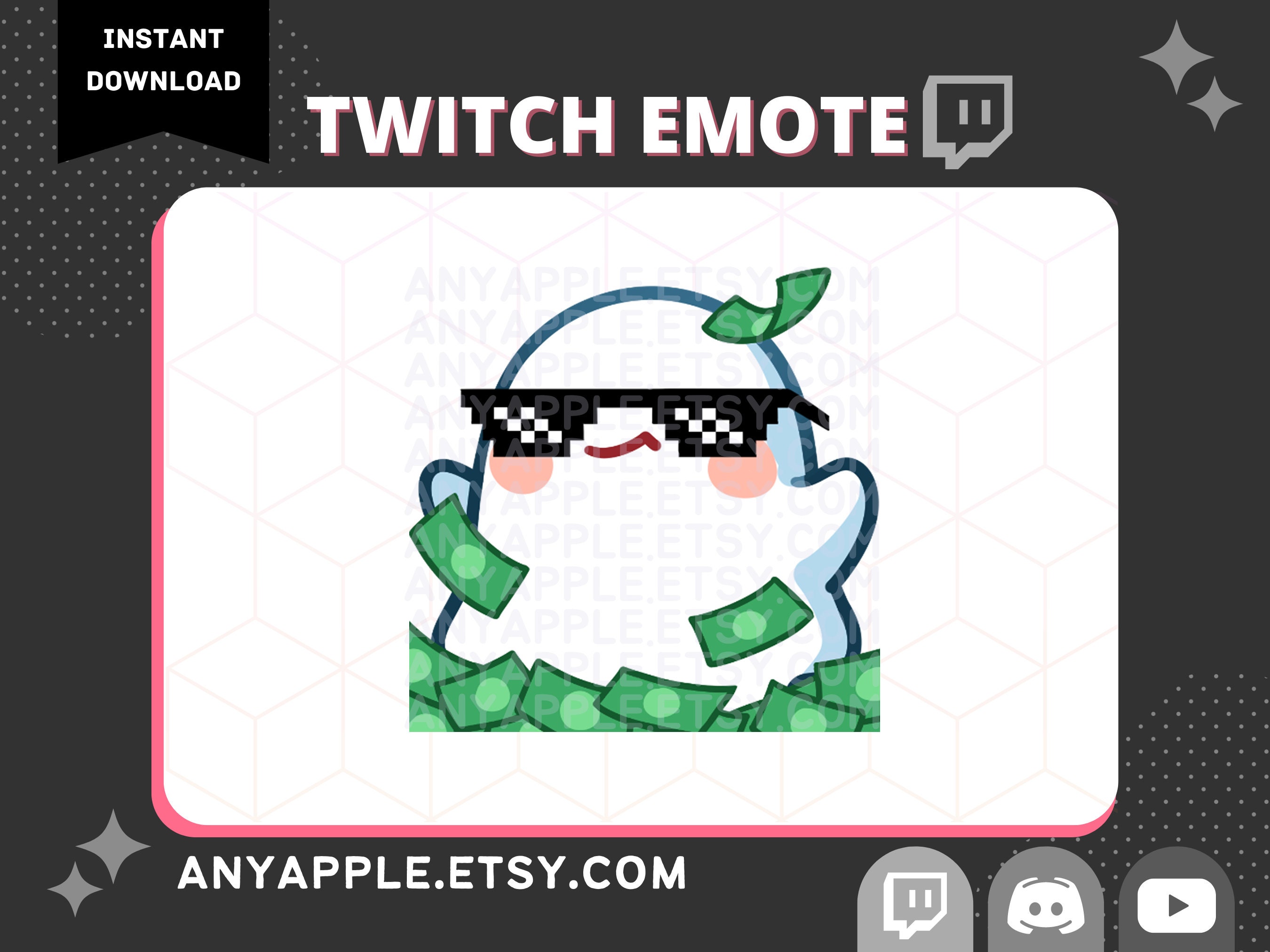 Cute Ghost Twitch Emote for Streamer | Discord Emote | GG, EZ, Cool ...