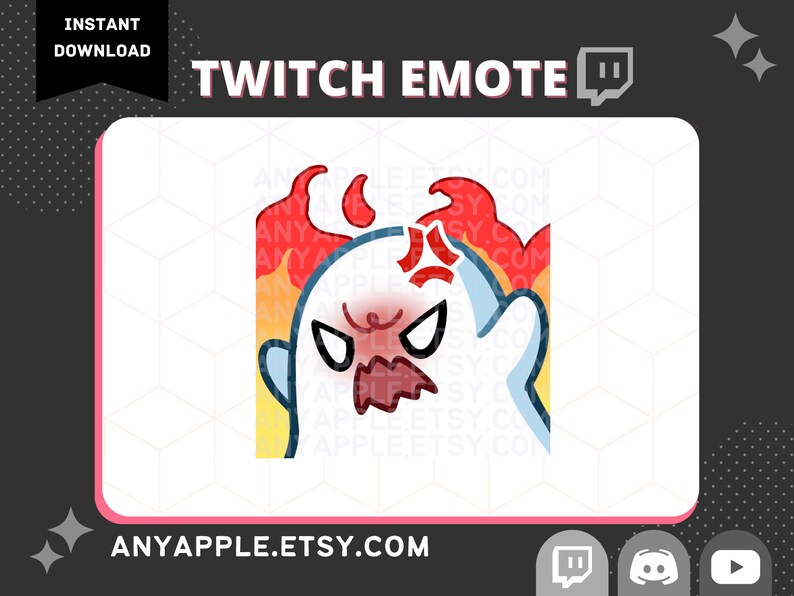 Cute Ghost Twitch Emote for Streamer | Discord Emote | Angry, Rage ...
