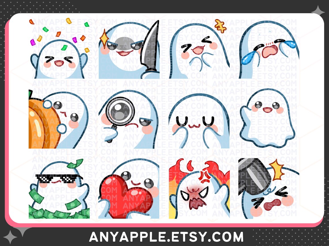 Cute Ghost Twitch Emotes for Streamer Bundle | Discord Emote | Kawaii ...