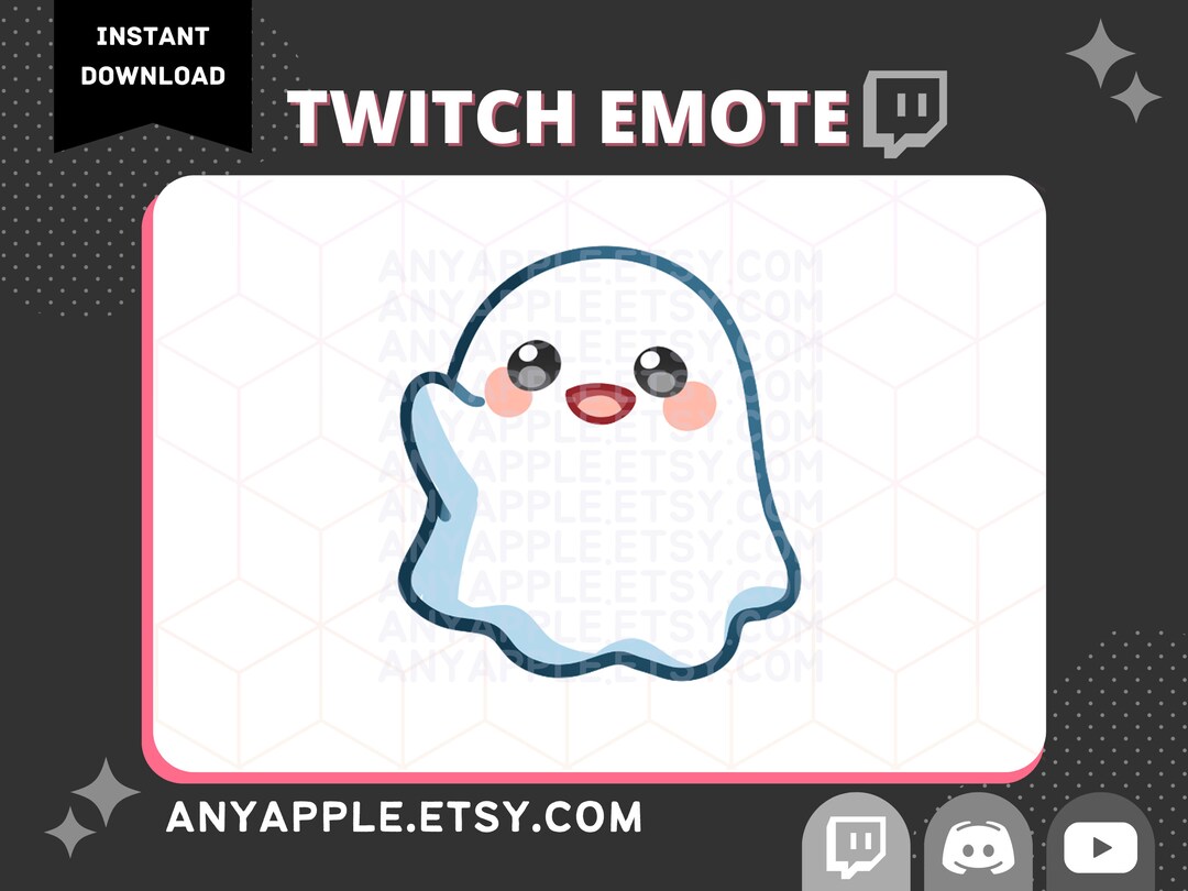 Cute Ghost Twitch Emote for Streamer | Discord Emote | Wave, Hi, Hello, Bye | Spooky Kawaii ...