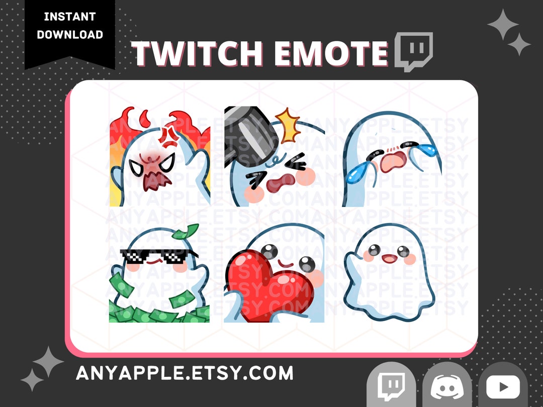 Cute Ghost Twitch Emotes for Streamer Pack 1 | Discord Emote | Kawaii ...