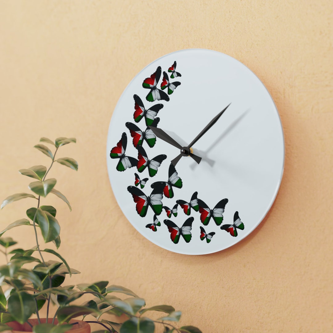 Palestinian Butterflies ..acrylic Wall Clock - Etsy