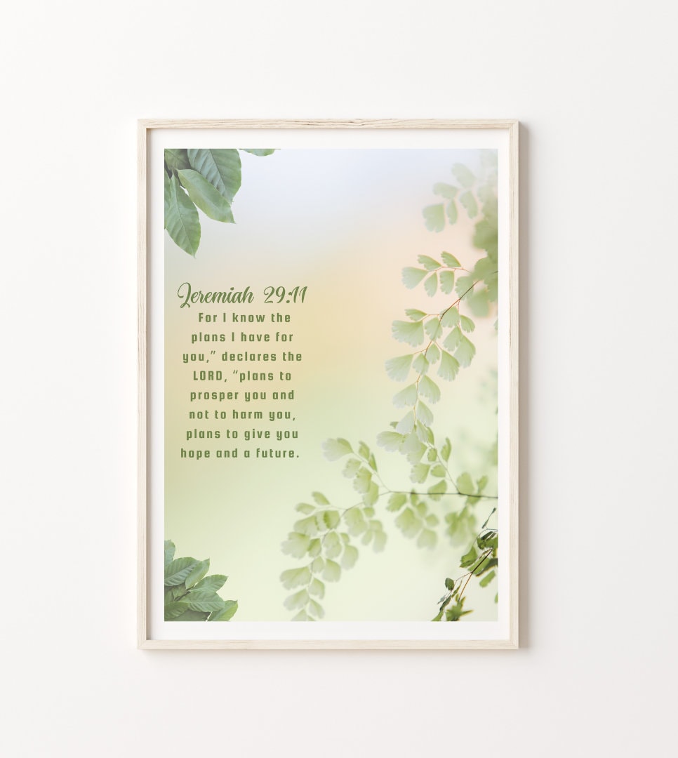 Bible Verse Printable Jeremiah 29:11, Scripture Prints, Christian Decor ...