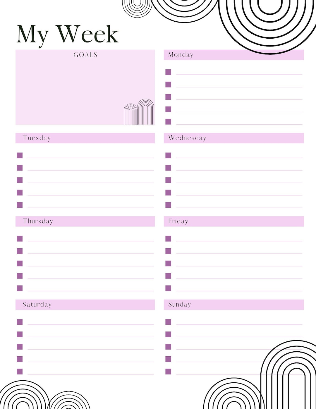 My Week weekly Planner - Etsy