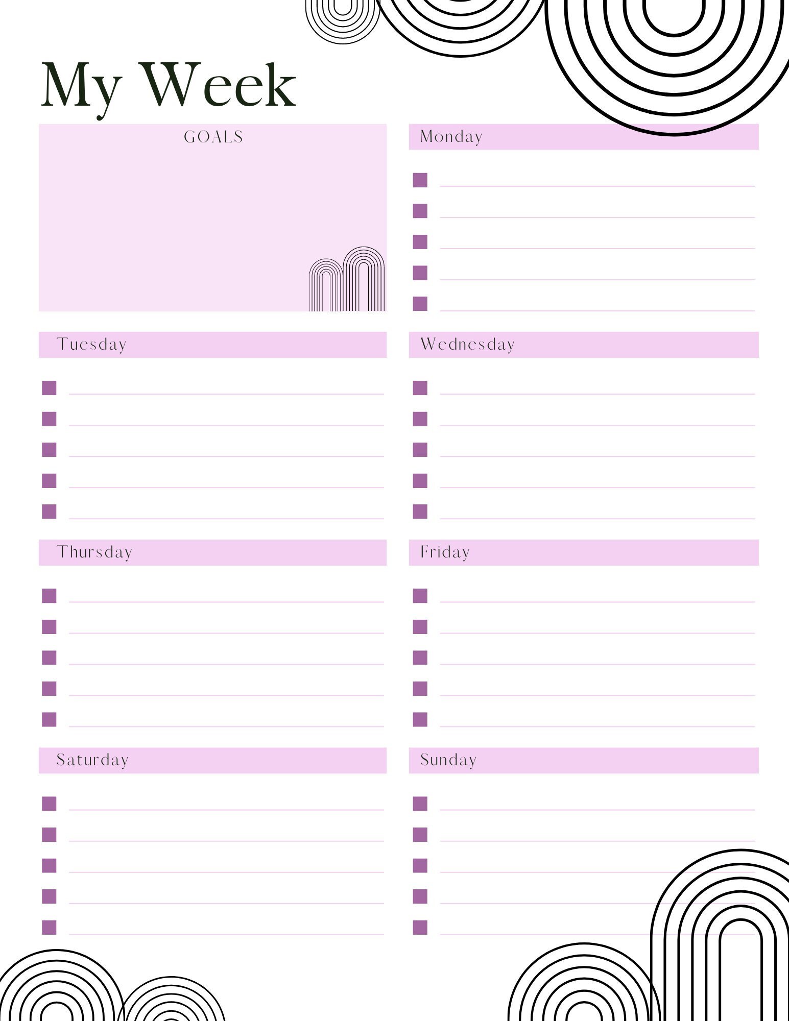 My Week weekly Planner - Etsy