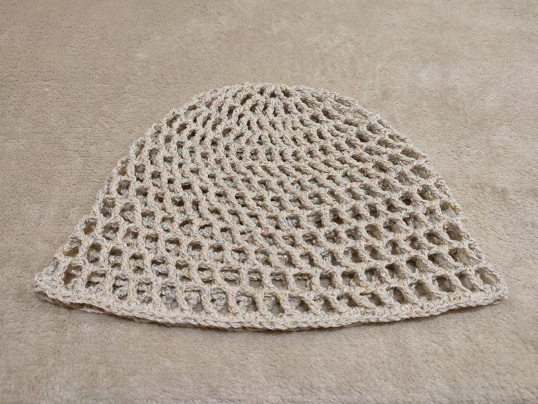 Cream Sparkle Net-style Skull Hat, Disco Hat With Multi-coloured Lurex ...