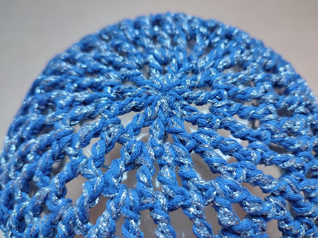 Handmade Skull Hat in Blue and Metallic, Disco Hat, Blue Mesh Hat ...